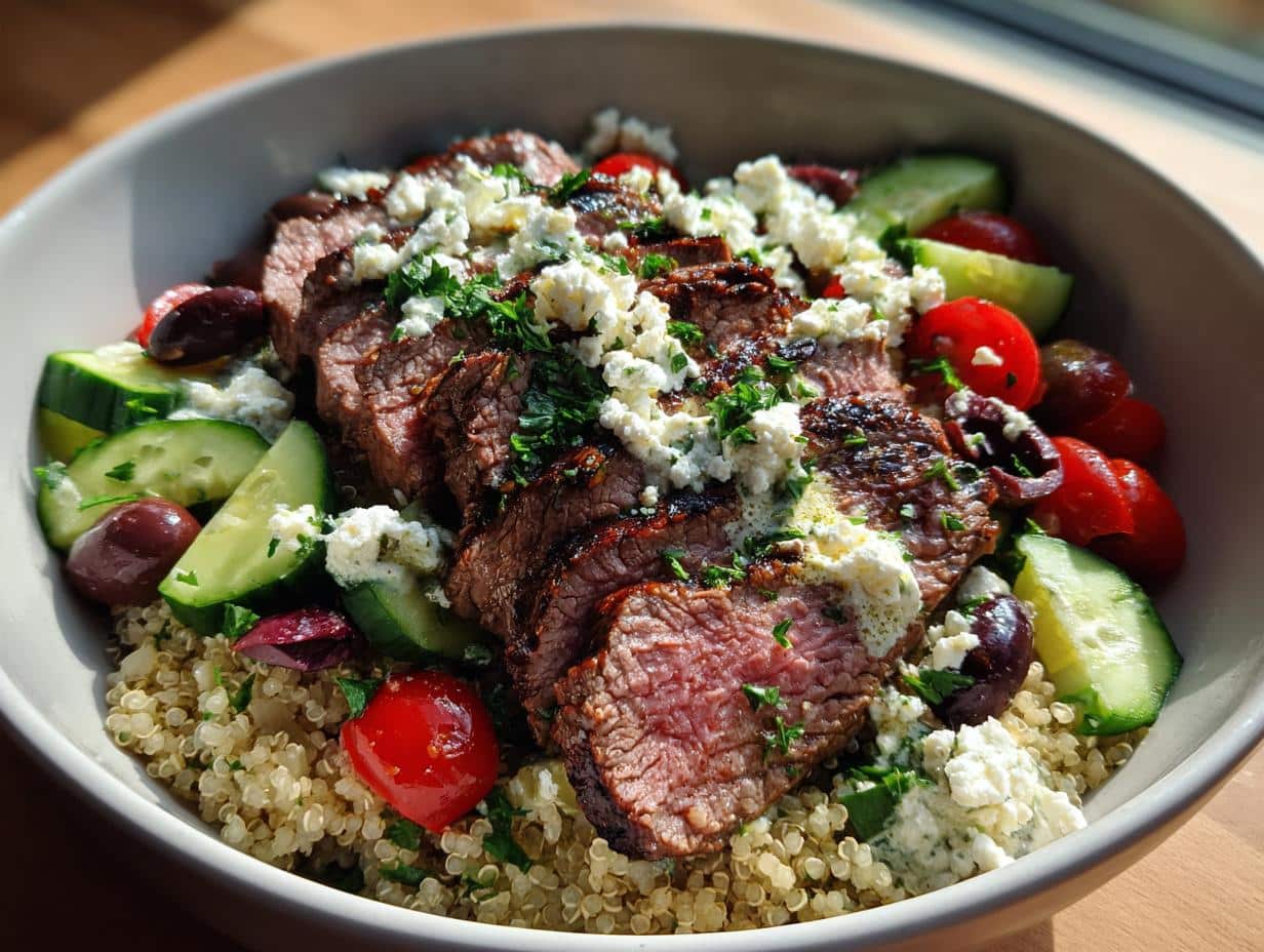 Amazing Mediterranean Steak Bowl: 10 Minutes