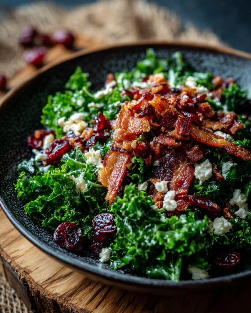 Unbelievable Apple Cranberry Bacon Kale Salad in 5 Mins