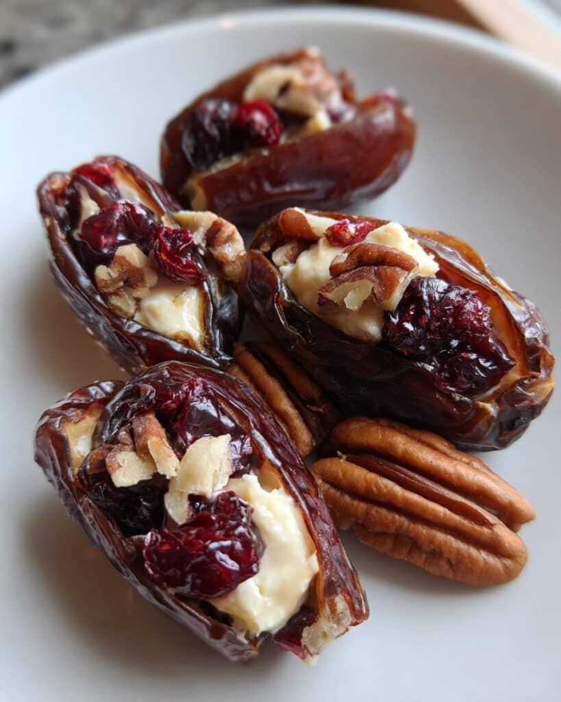 Cranberry Pecan Cream Cheese Stuffed Dates: 10-Minute Sin